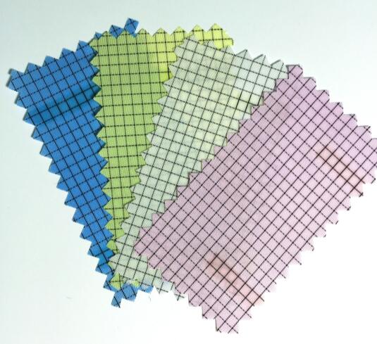 Antistatic 2.5mm Grid ESD Fabric Polyester 1/2 Twill White Blue Yellow ...