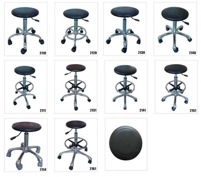 Polyurethane Round ESD Safe Chairs w/Anti Slip Ring Pattern Color Black