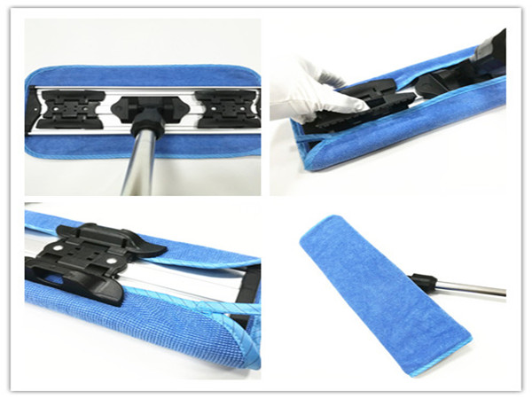 100% Microfiber Cloth Head Cleanroom Mops Semi Open Back Style 210gsm