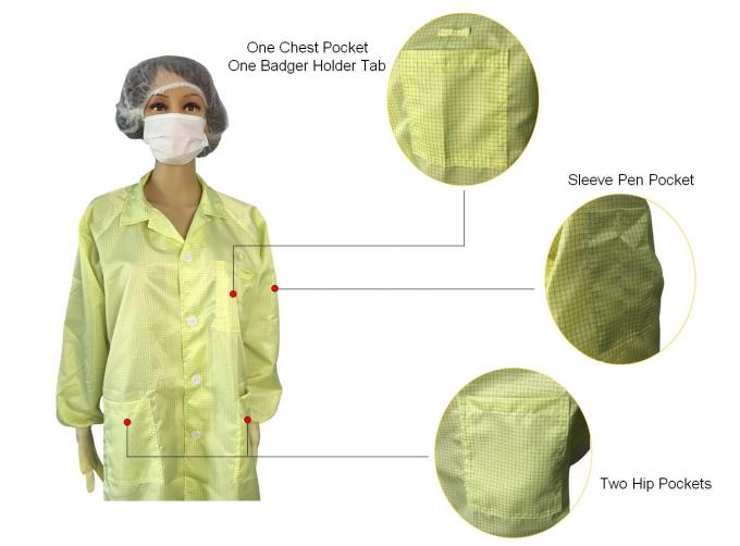 Economic ESD Safe Clothing Anti Static Lab Coat Lightweight For ESD Protected Areas