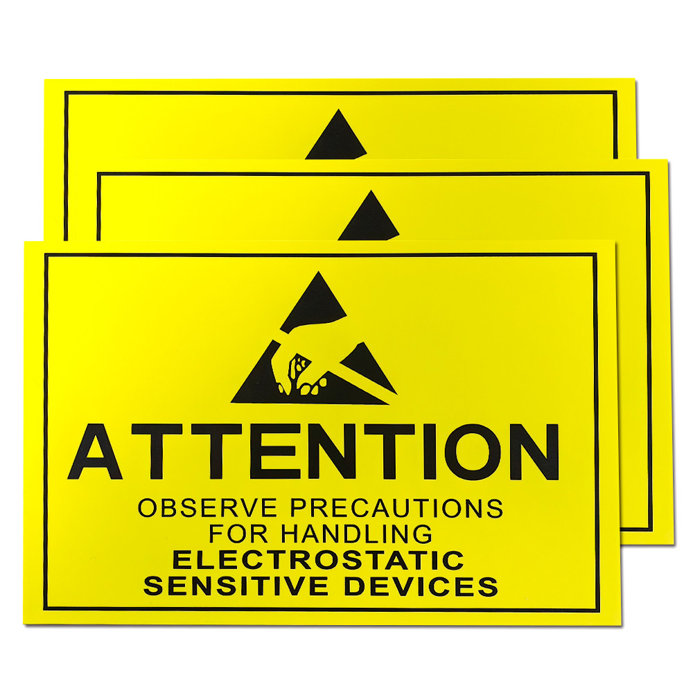 Attention Static Control Area ESD Sign Size 20x30cm Yellow Rectangle ...
