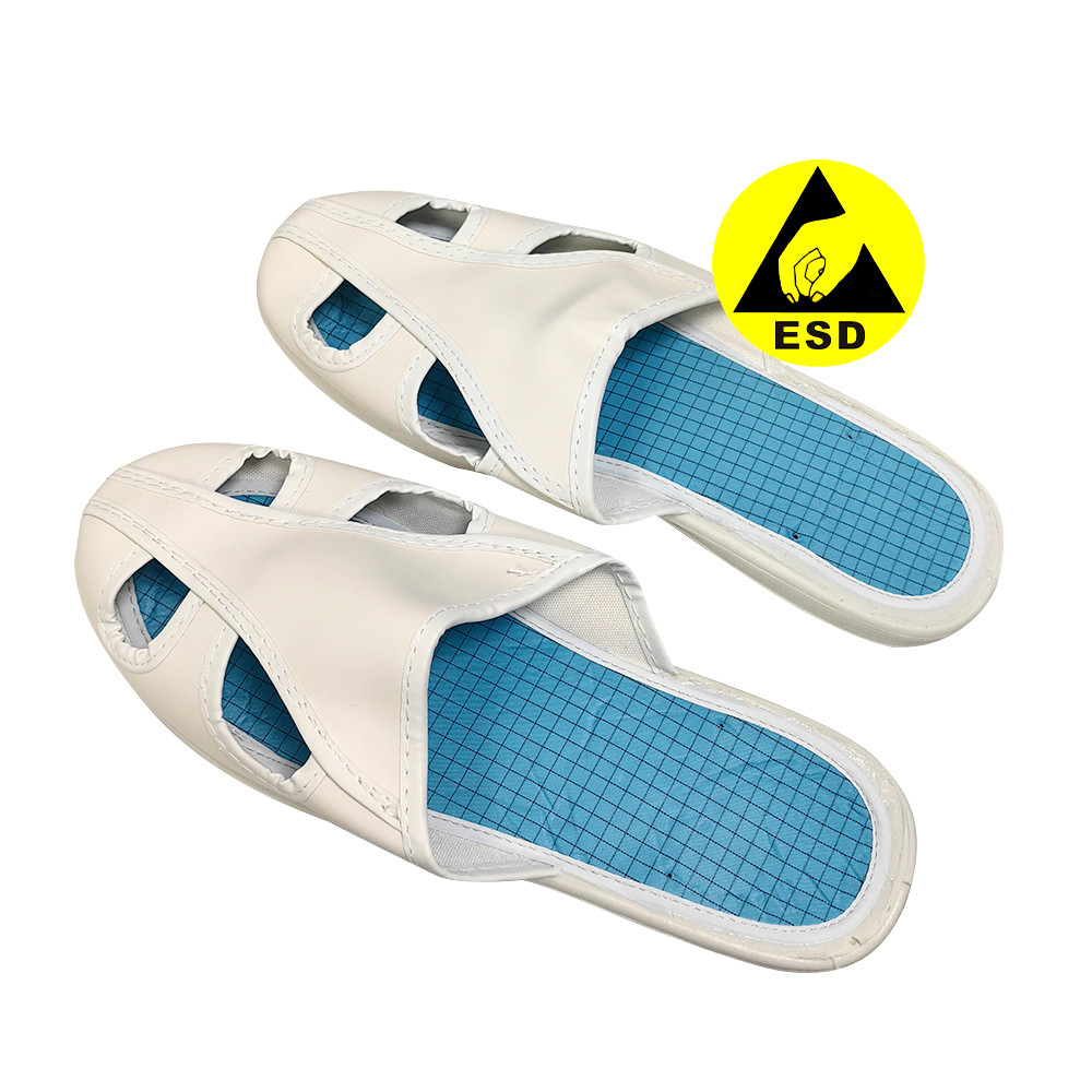 White ESD Antistatic Work Shoes 4 Holes PVC Sole+PU Upper Industrial ...