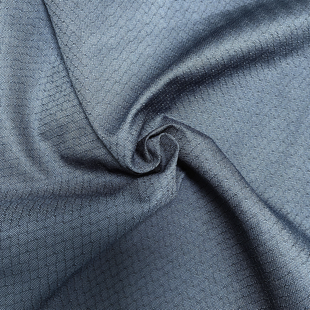 6mm Diamond Navy Blue Knitted Antistatic Fabric for ESD Coat and Polo Shirt