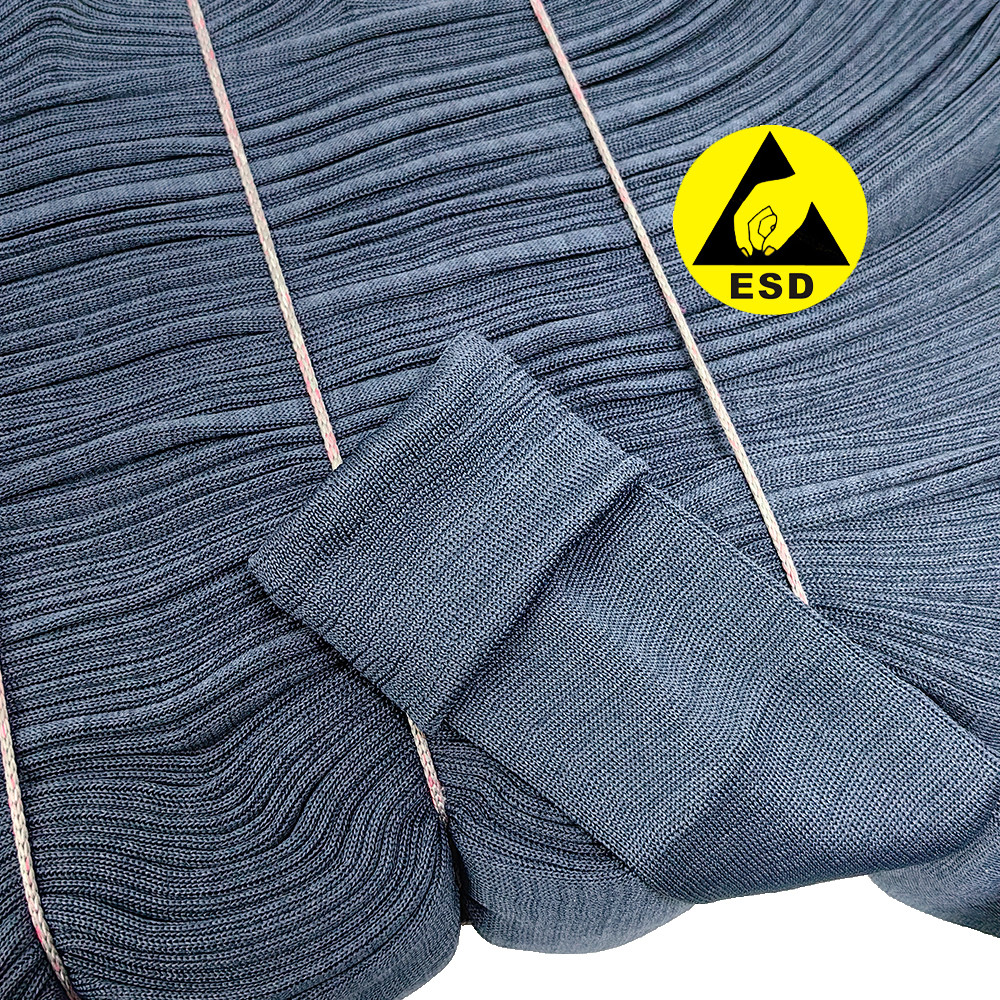93% Polyester 7% Carbon Fiber ESD Antistatic Rib Fabric For Cleanroom ...