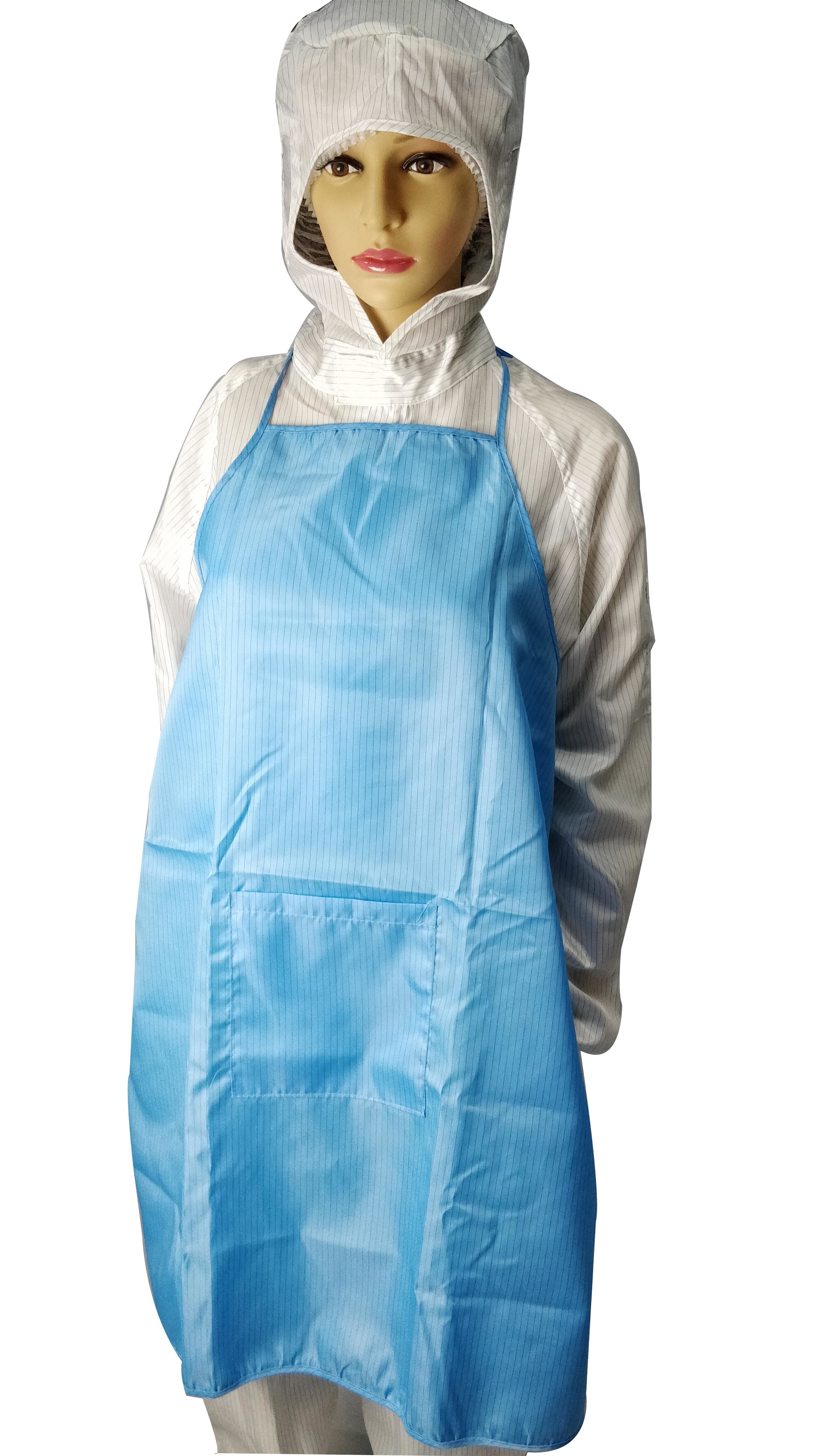 White Blue ESD Apron Antistatic One Size Fits All One Pocket 98% ...