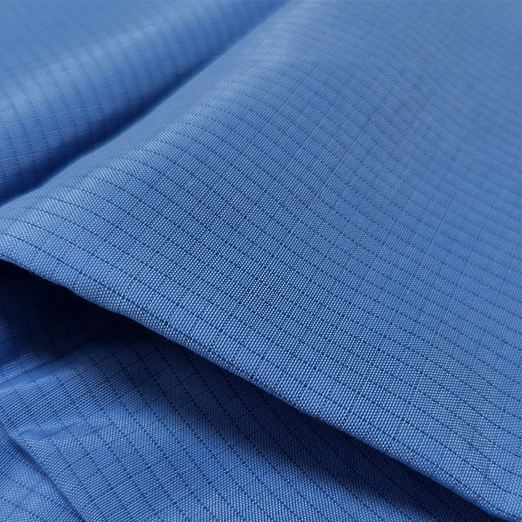 Blue 65% Polyester 32% Cotton 2% Carbon Fiber ESD Fabric Black 4mm Grid ...