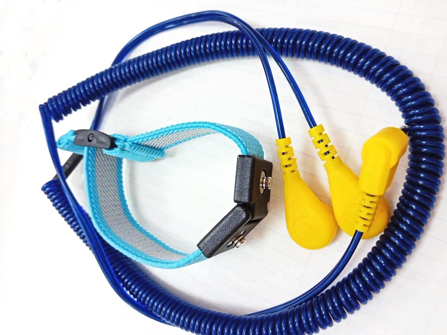 ESD Dual Wire Electrostatic Discharge Band Adjustable PU Cord 4mm Snap