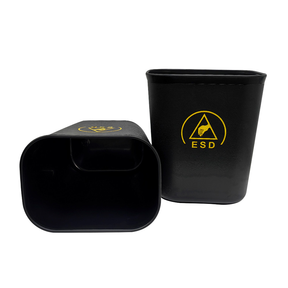 Black ESD Anti-static Plastic Square Dust Free Waste Bin 15L For Cleanroom