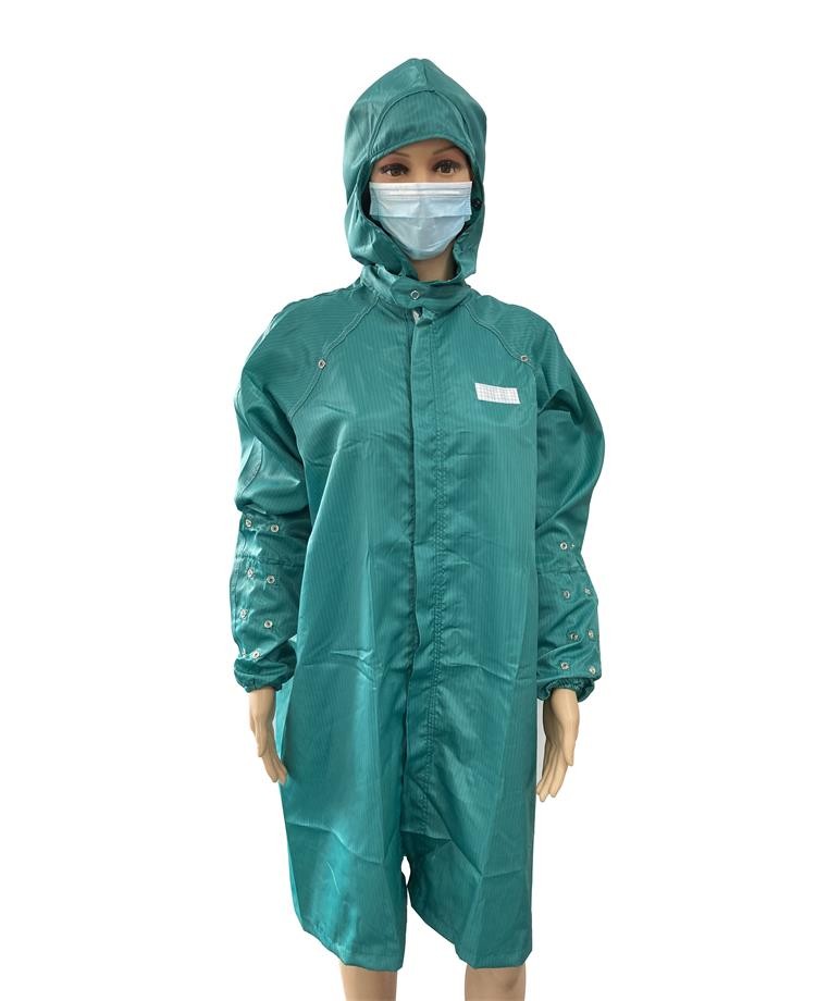 Workshop 5mm Stripe Dust Free ESD Uniform Coat With Hood