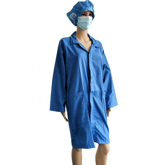 Premium Snap Fastener Cotton Poly Snap Cuff ESD Work Smock for EPA Workshop