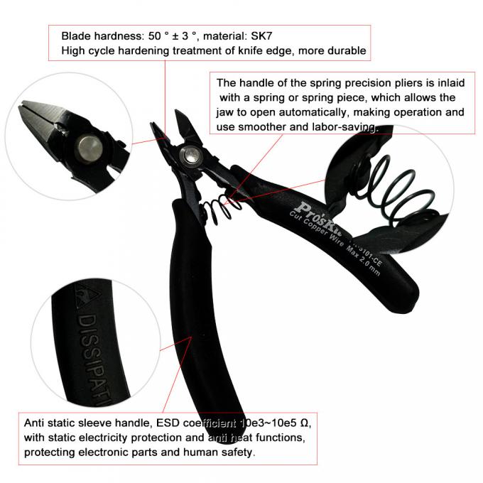 Static Dissipative Handle ESD Safe Pliers For Electronics And Fine ...