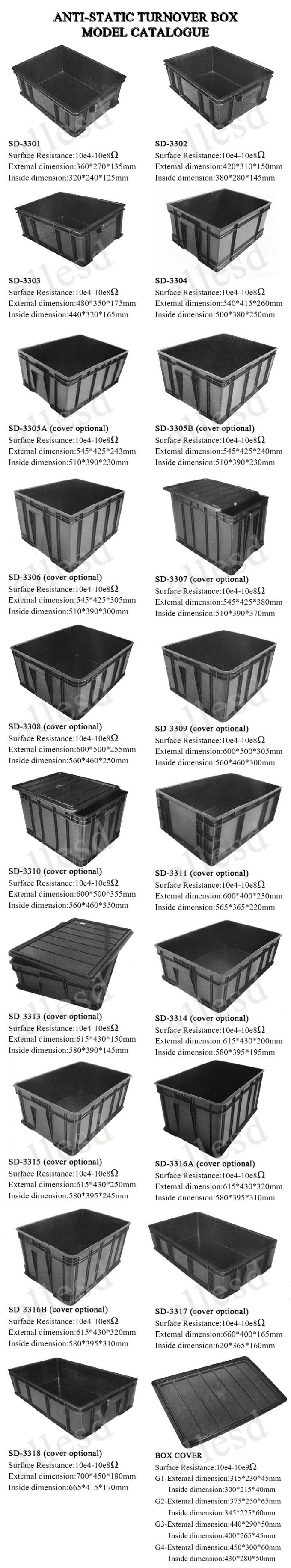 PP Plastic ESD Anti Static Boxes For Electronics 400*300*120mm
