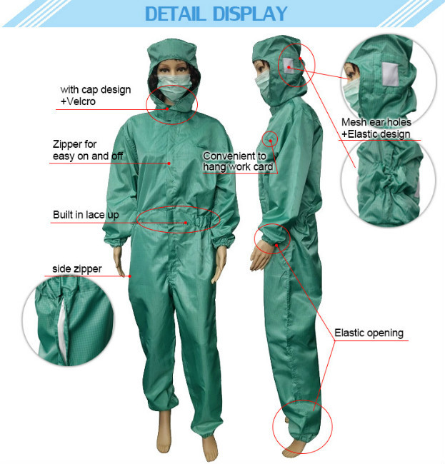 5mm Grid Polyester Fabric ESD Overcoat Anti Static