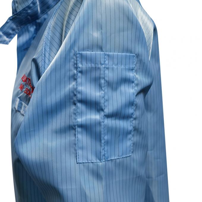 5mm Stripe Polyester Carbon Fiber ESD Smocks Coats For Lab
