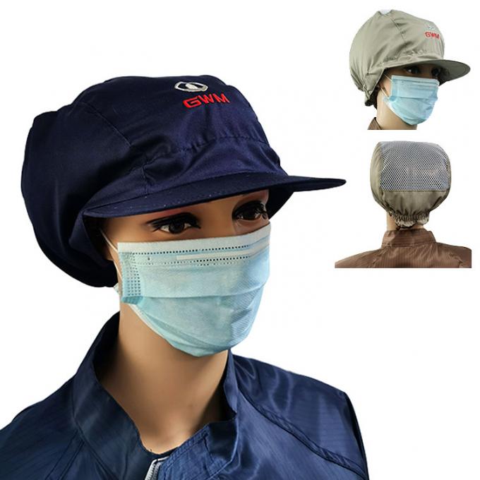 Cleanroom Electronic Working Blue ESD Hat Antistatic TC Polyester Cotton