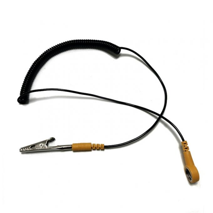 Black Yellow 1.8m Esd Grounding Cable For Cleanroom Antistatic